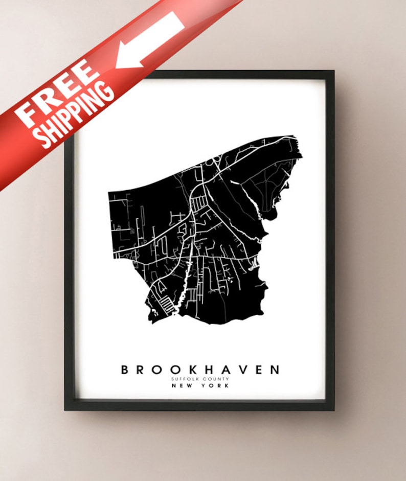 Brookhaven, NY - City Limits Map Print - Etsy