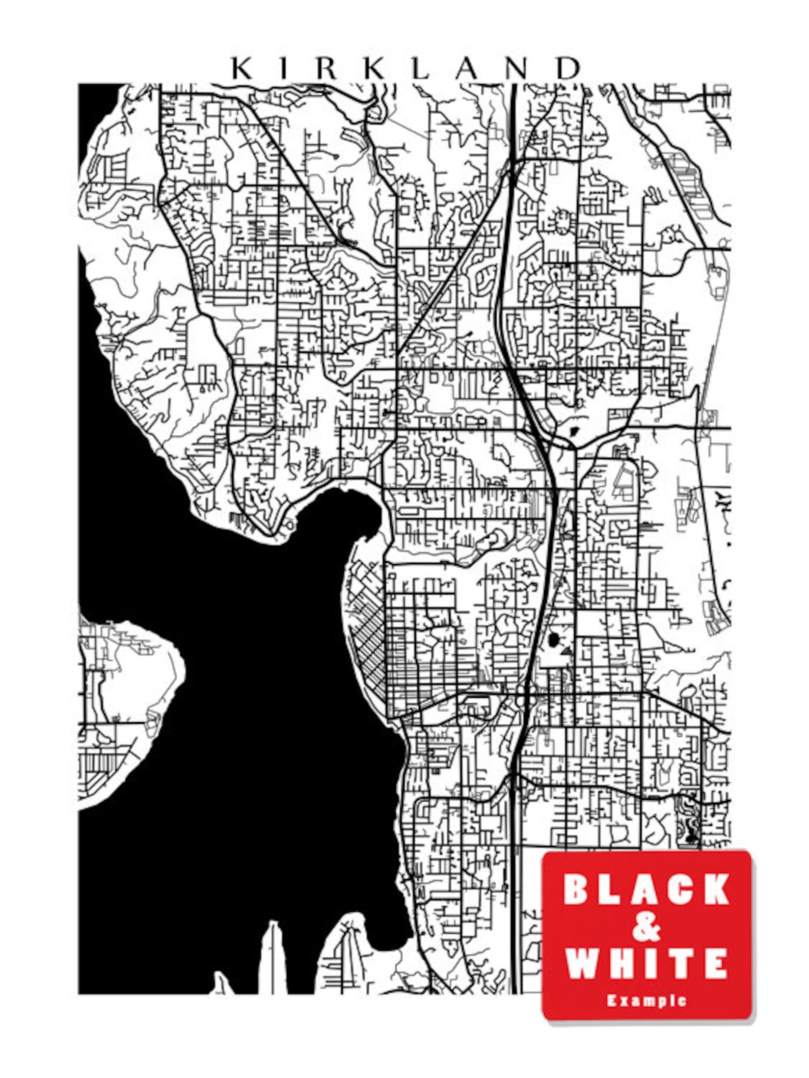 Kirkland Map Print Washington Poster - Etsy