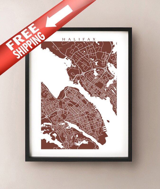 Halifax Map Nova Scotia Art Poster - Etsy Canada