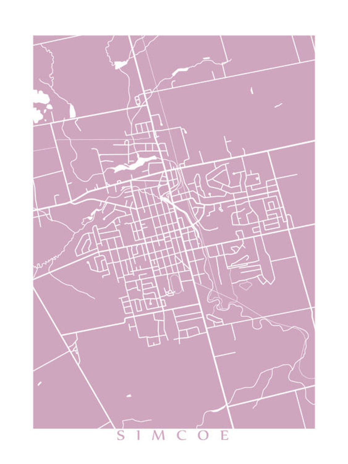 Simcoe ON Map Ontario Poster Art | Etsy