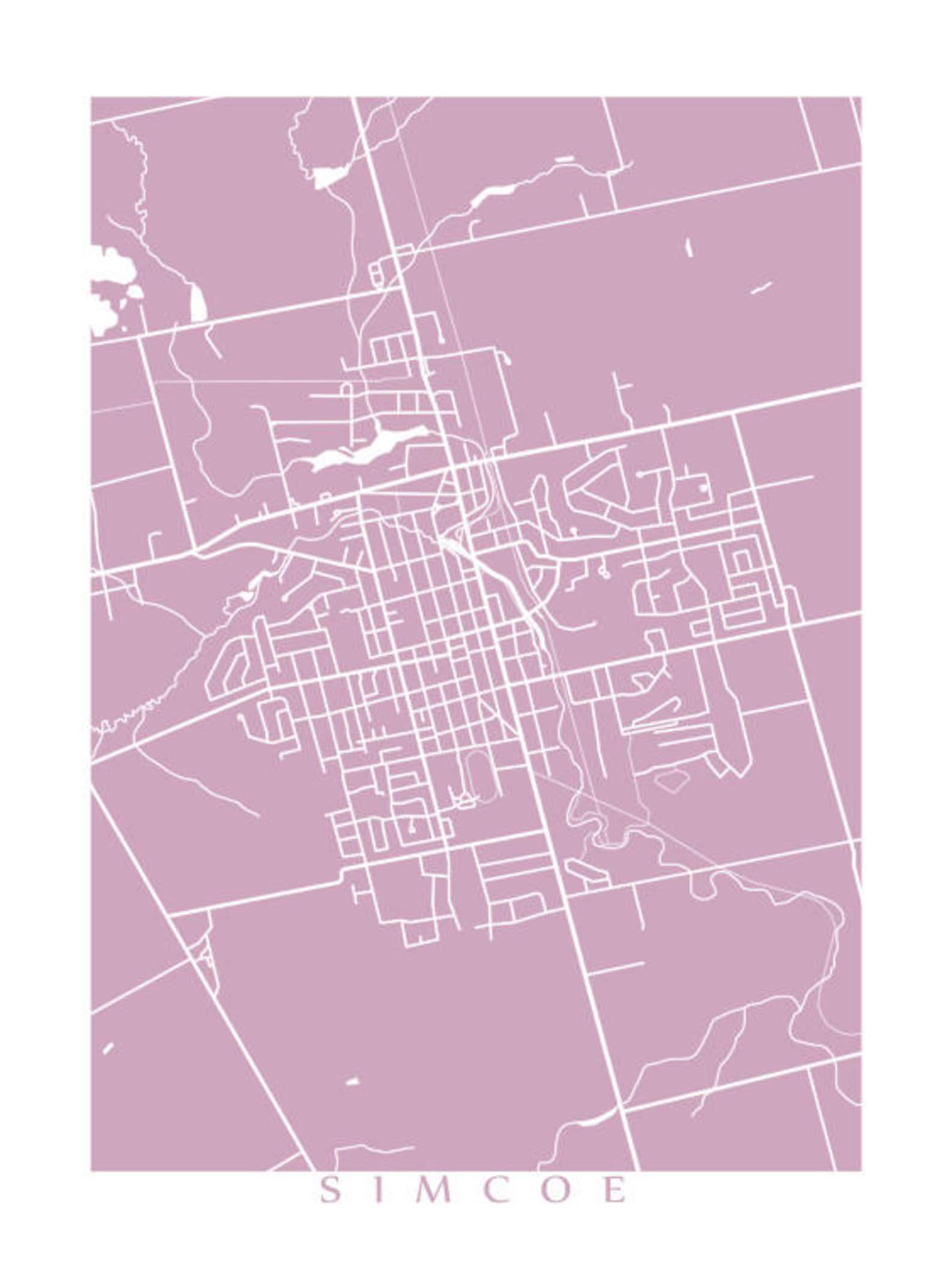 Simcoe ON Map Ontario Poster Art | Etsy