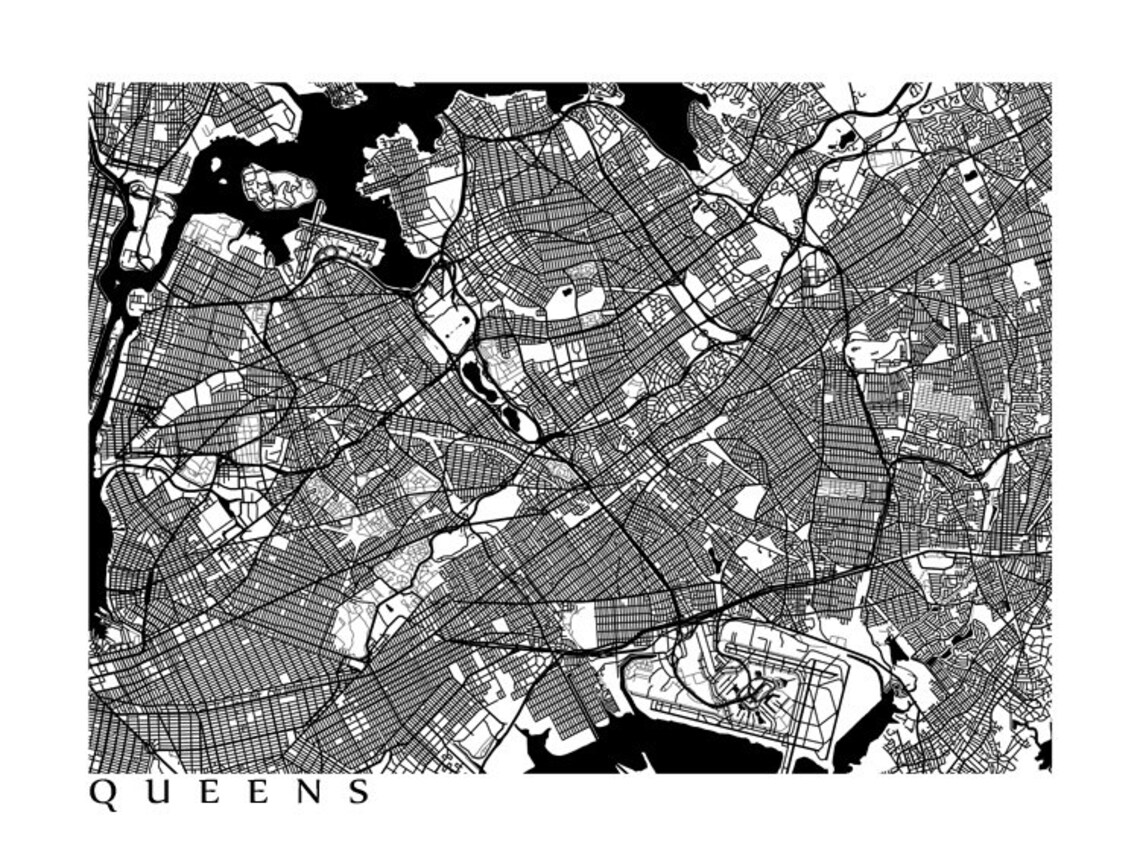 Queens Map Print New York Poster | Etsy