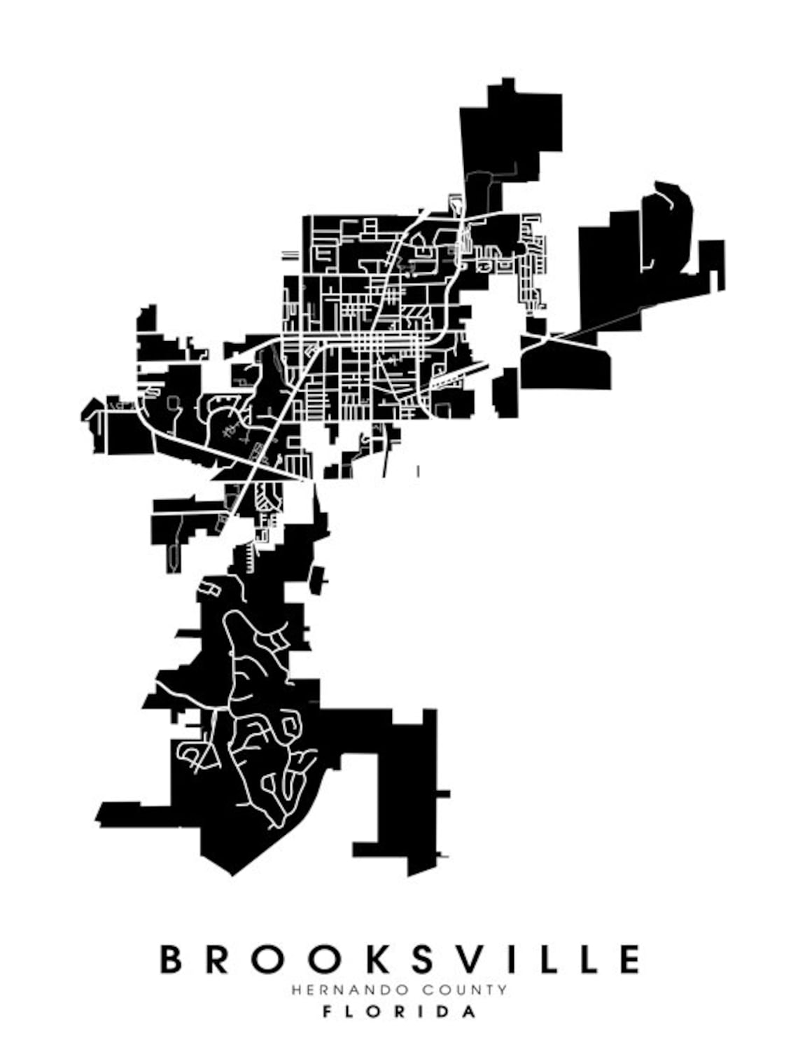 Brooksville FL City Limits Map Print - Etsy