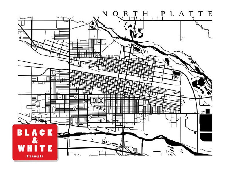 North Platte, NE Map Print - Nebraska Poster - Etsy