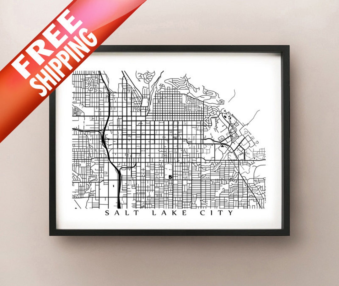 Salt Lake City Map Art Poster Print - Black and White Wall Art - SLC ...