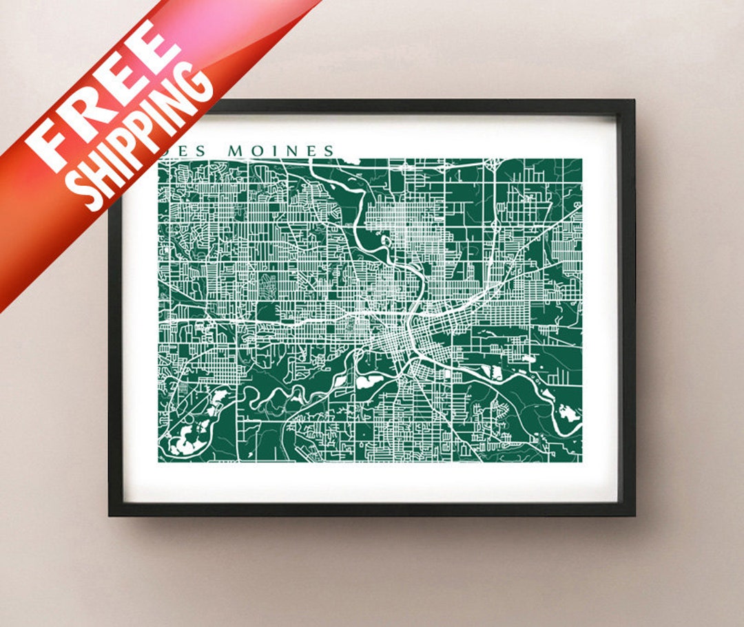 Des Moines Map Print - Iowa Art Poster - Etsy