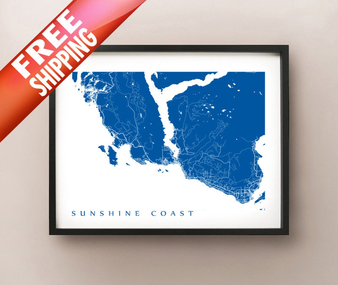Sunshine Coast, BC Map Poster Print - British Columbia, Canada - Etsy