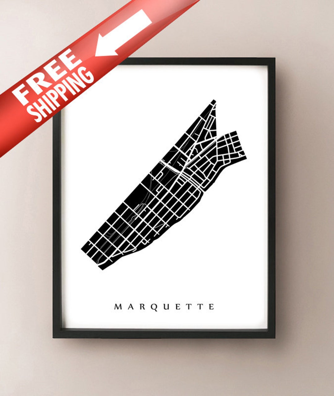 Marquette Map - Madison, WI Neighbourhood Art Print - Etsy