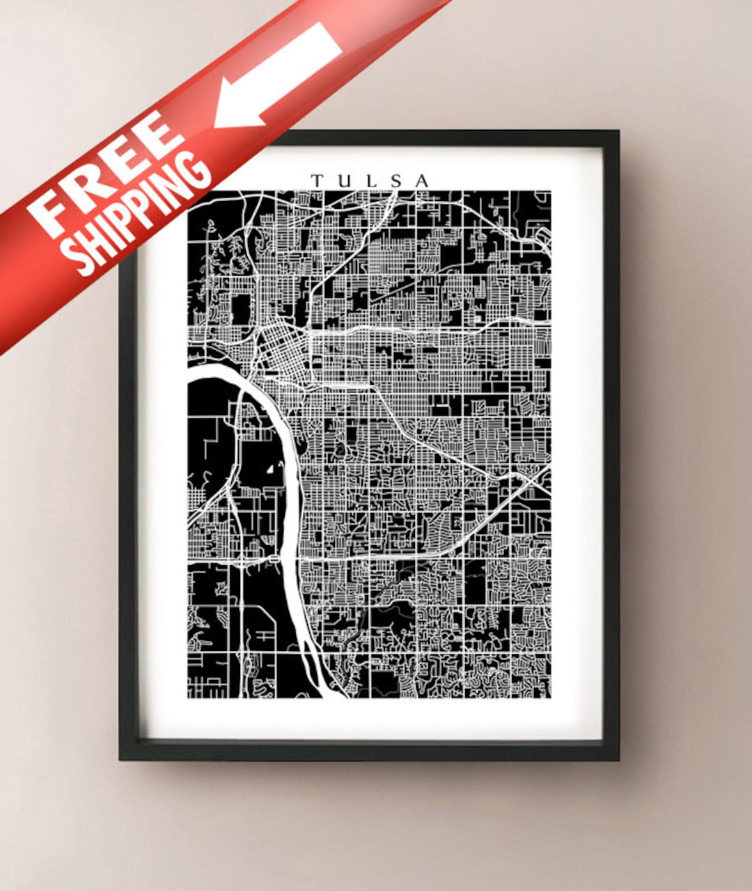 Tulsa City Map Print - Etsy