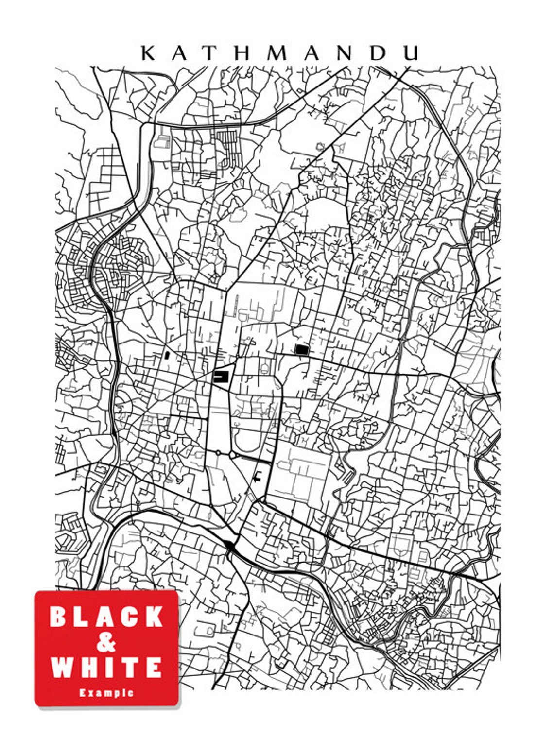 Kathmandu Map Art Print Nepal Poster Choose Your Color and | Etsy