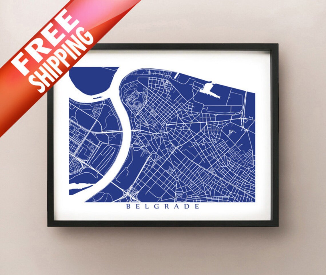 Belgrade Map Serbia Poster - Etsy