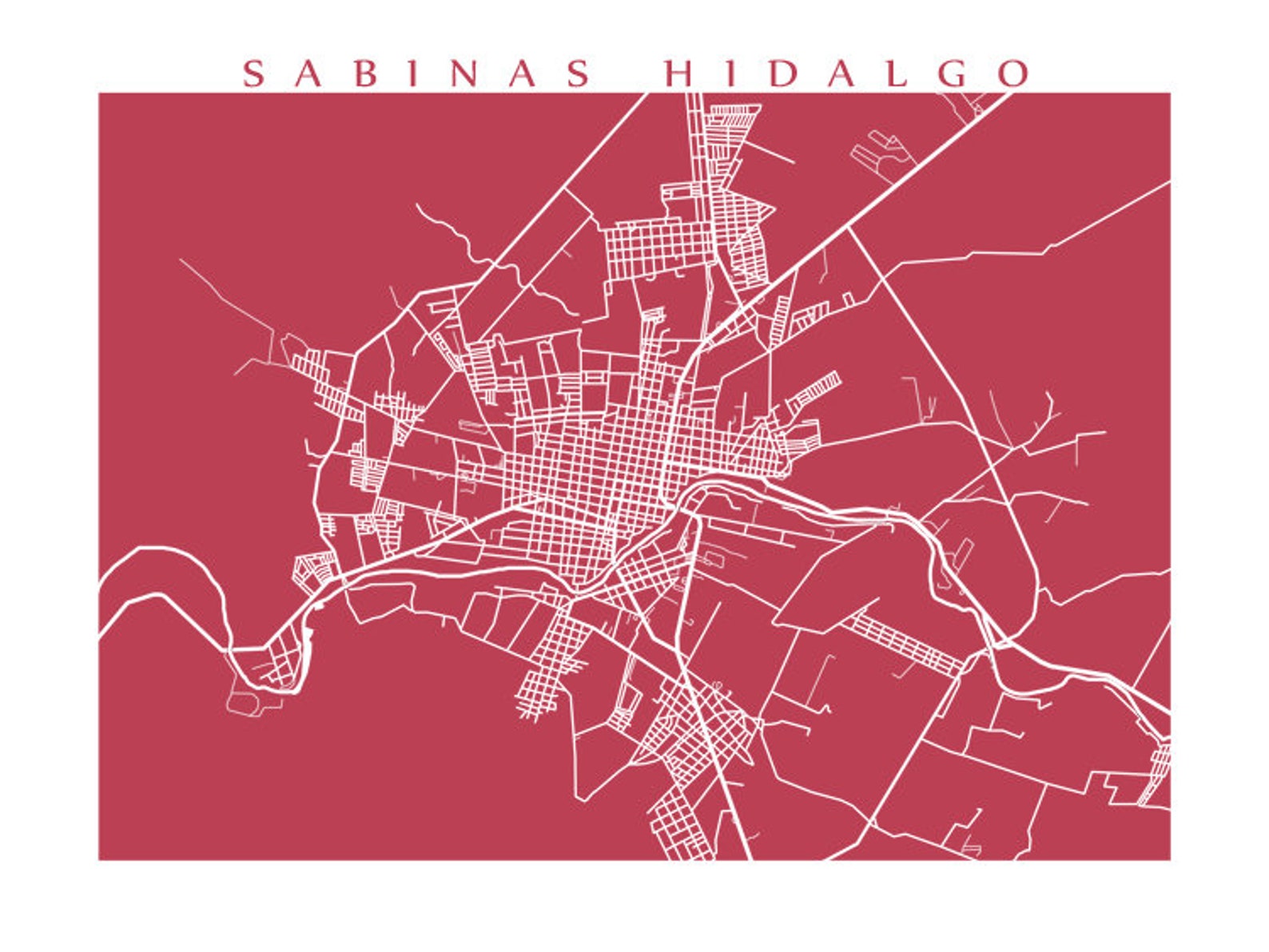 Sabinas Hidalgo, Mexico Map Art Print - Etsy