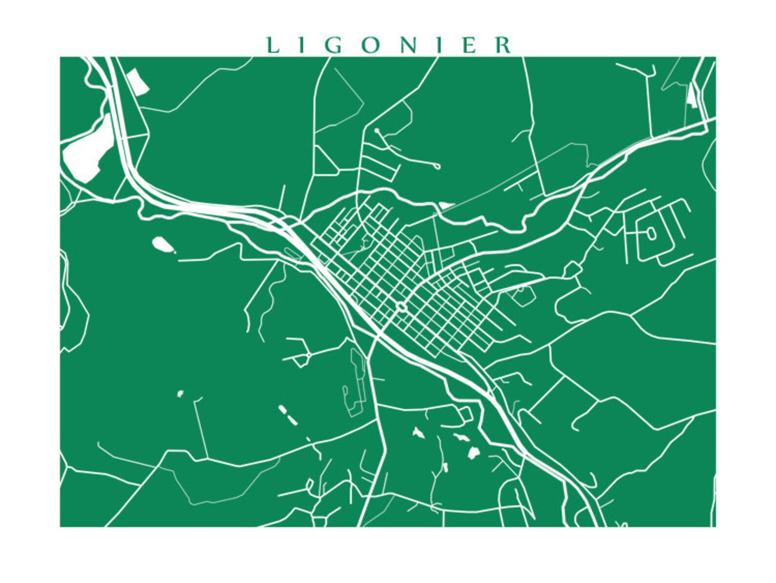 Ligonier PA Map Pennsylvania Poster - Etsy