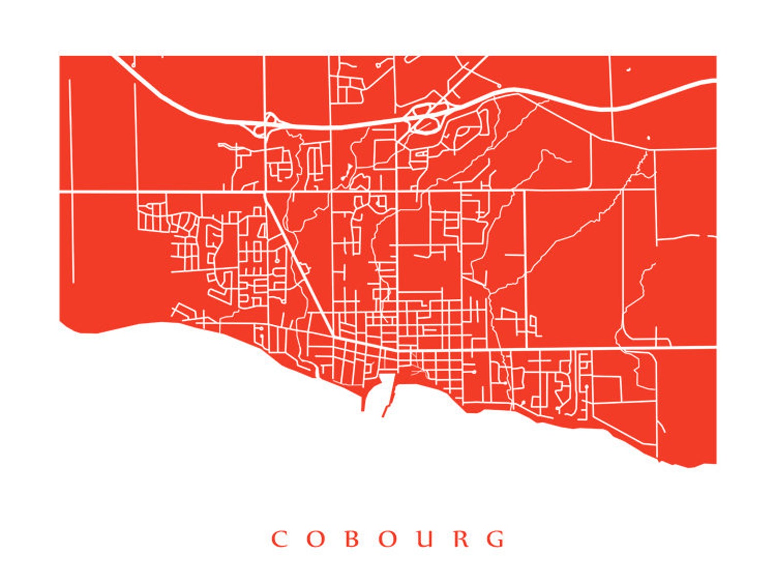 Cobourg ON Map Northumberland Ontario Poster Art | Etsy
