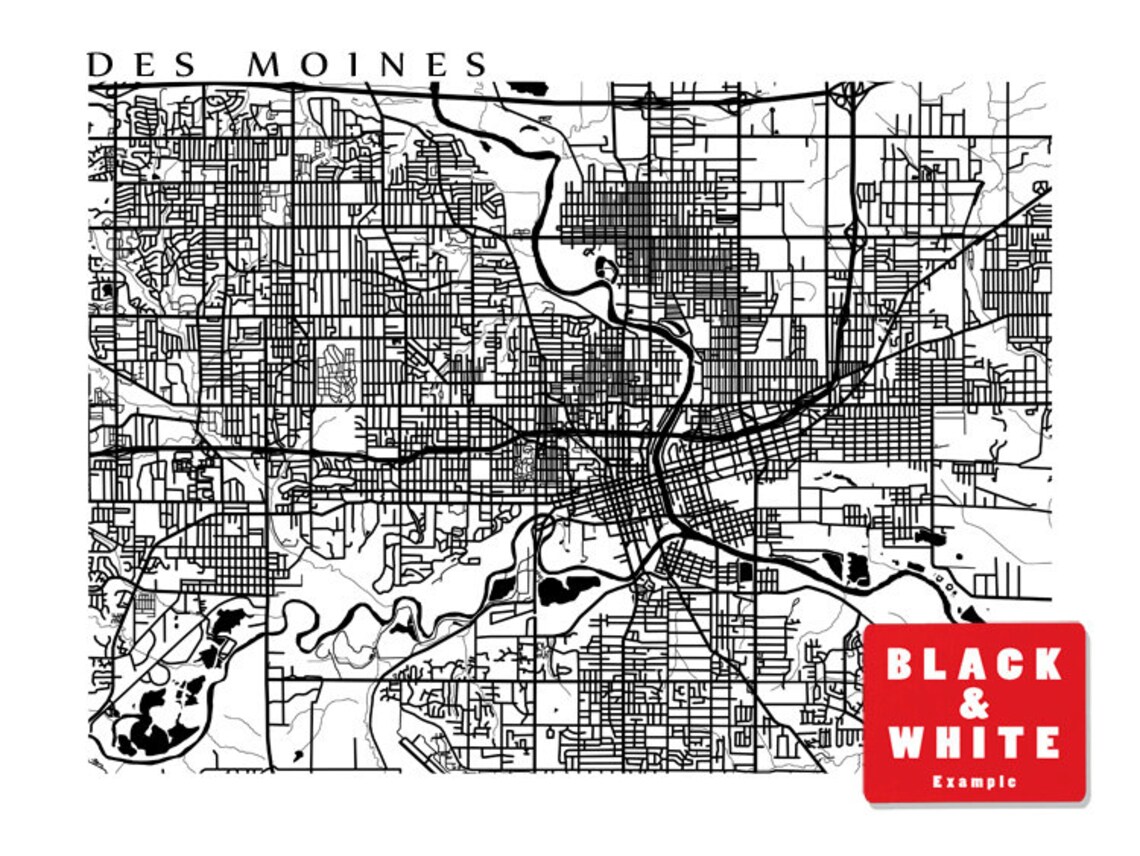 Des Moines Map Print - Iowa Art Poster - Etsy