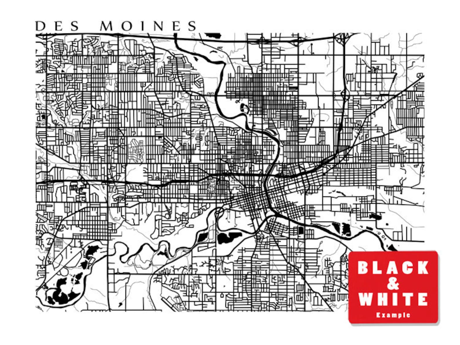 Des Moines Map Print Iowa Art Poster | Etsy