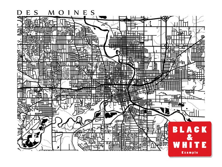 Des Moines Map Print - Iowa Art Poster - Etsy