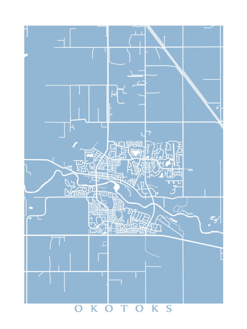 Okotoks, AB Map Print - Foothills County, Alberta - Etsy