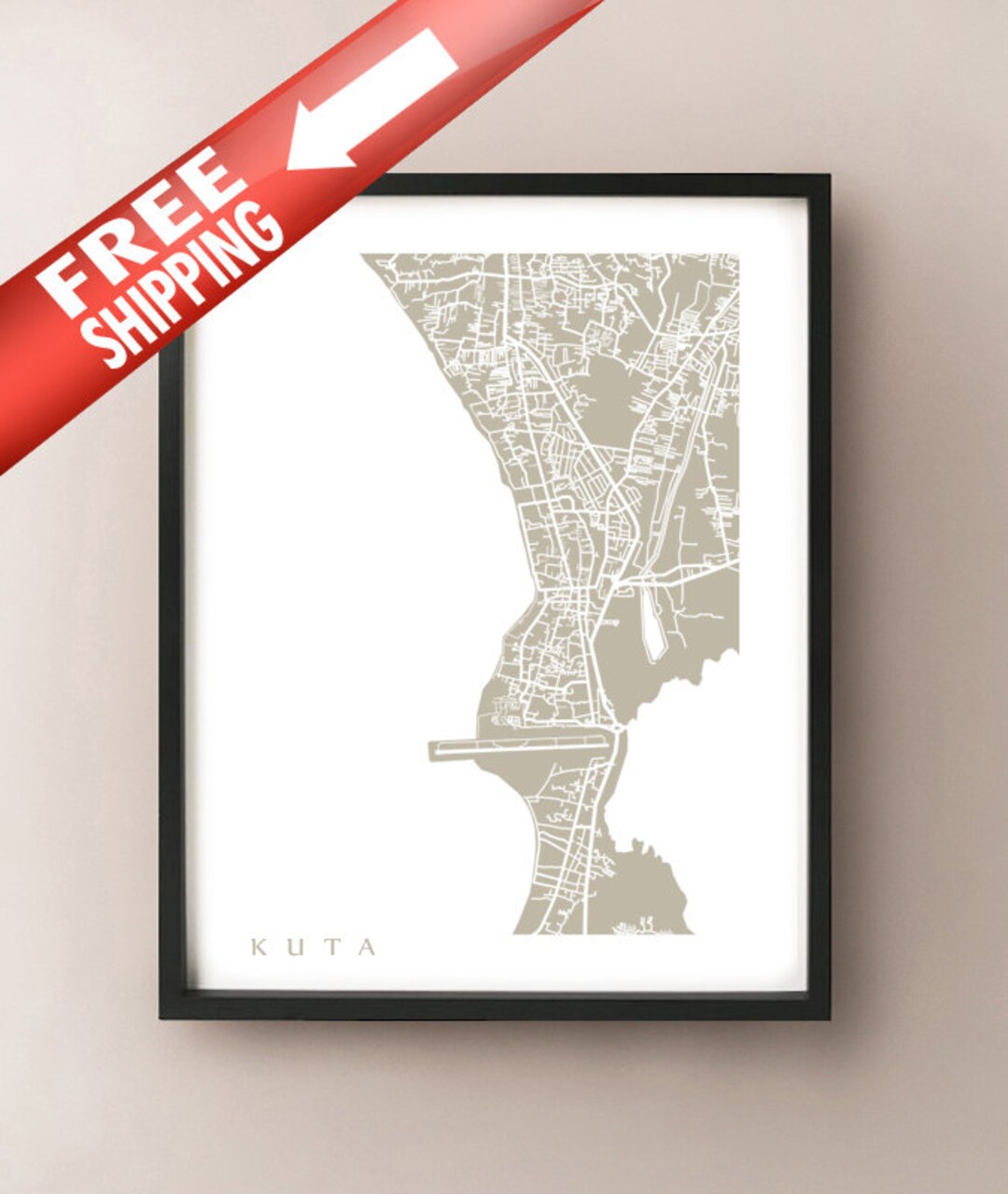 Kuta, Indonesia Map - Bali Art Print - Etsy