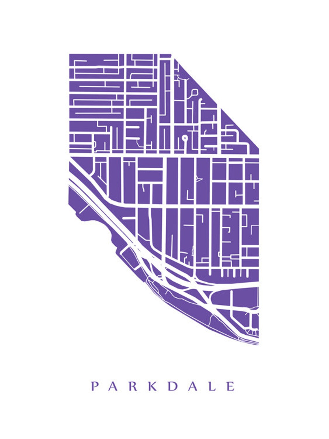 Parkdale Map Toronto Neighbourhood Art Print - Etsy Canada