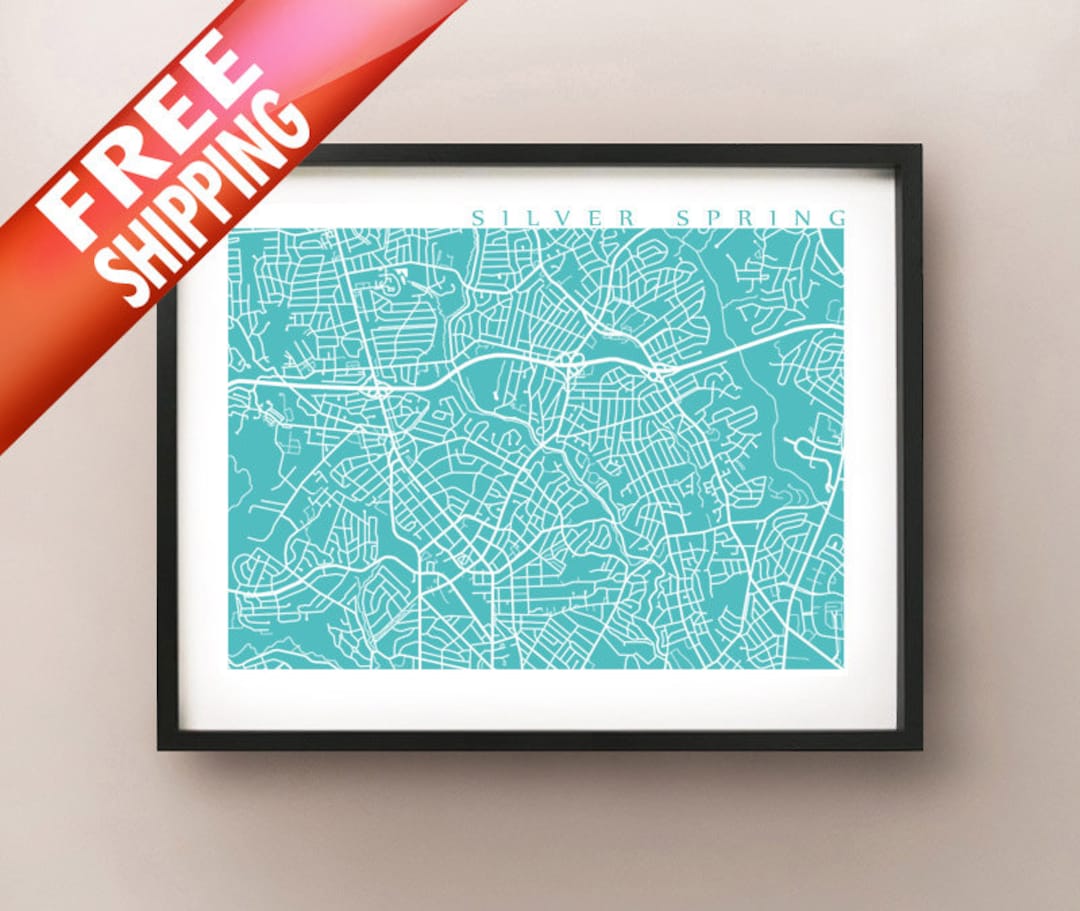 Silver Spring Map Maryland, USA Art Poster Print - Etsy