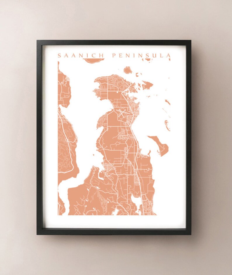 Saanich Peninsula Vancouver Island BC Map Poster Print - Etsy