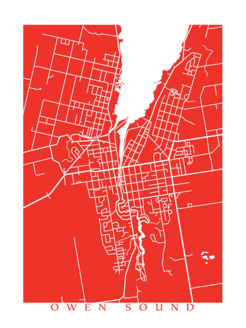 Owen Sound Map Print - Ontario Art - Canada Poster - Choose Size and ...