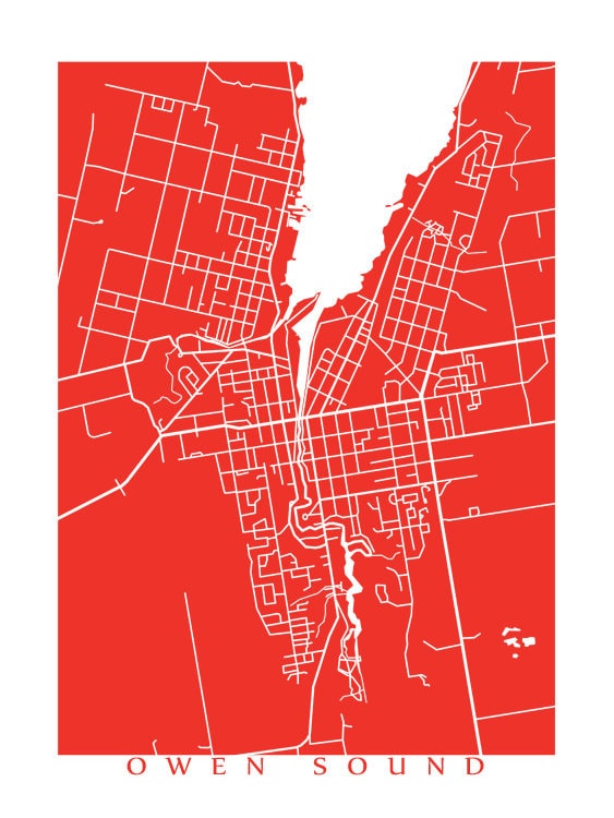 Owen Sound Map Print Ontario Art Canada Poster Choose - Etsy
