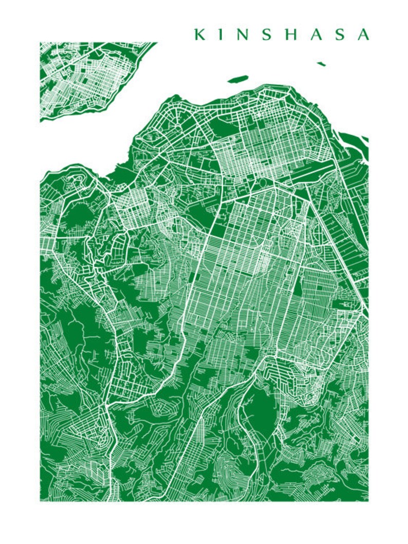 Kinshasa Map Print Democratic Republic of the Congo - Etsy