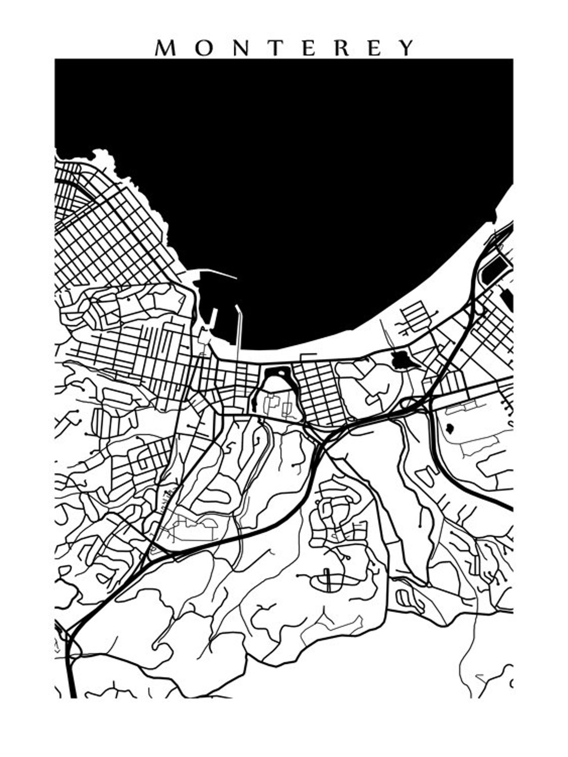 Monterey Map Print California Poster - Etsy
