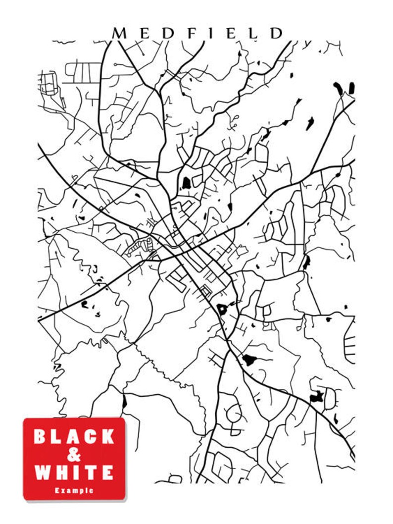 Medfield MA Map Print Massachusetts Poster | Etsy