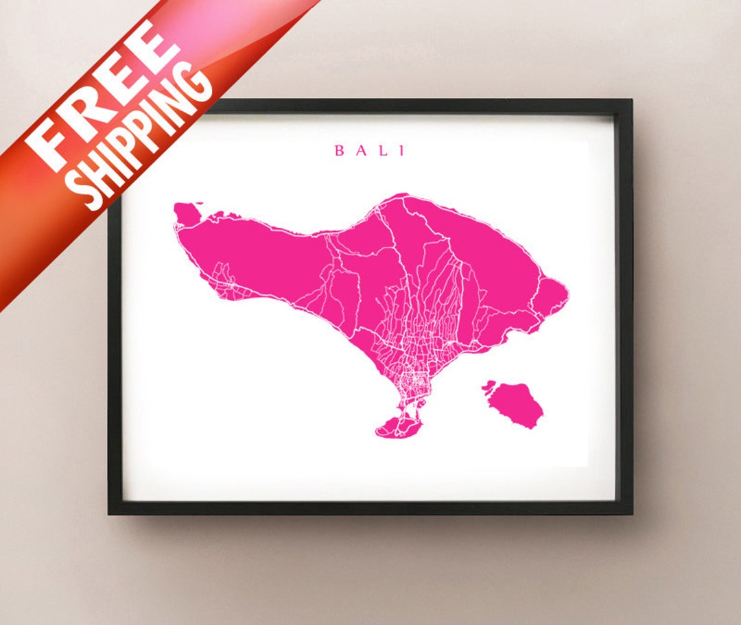Bali Map Print - Indonesia Art Poster - Home Decor - Etsy