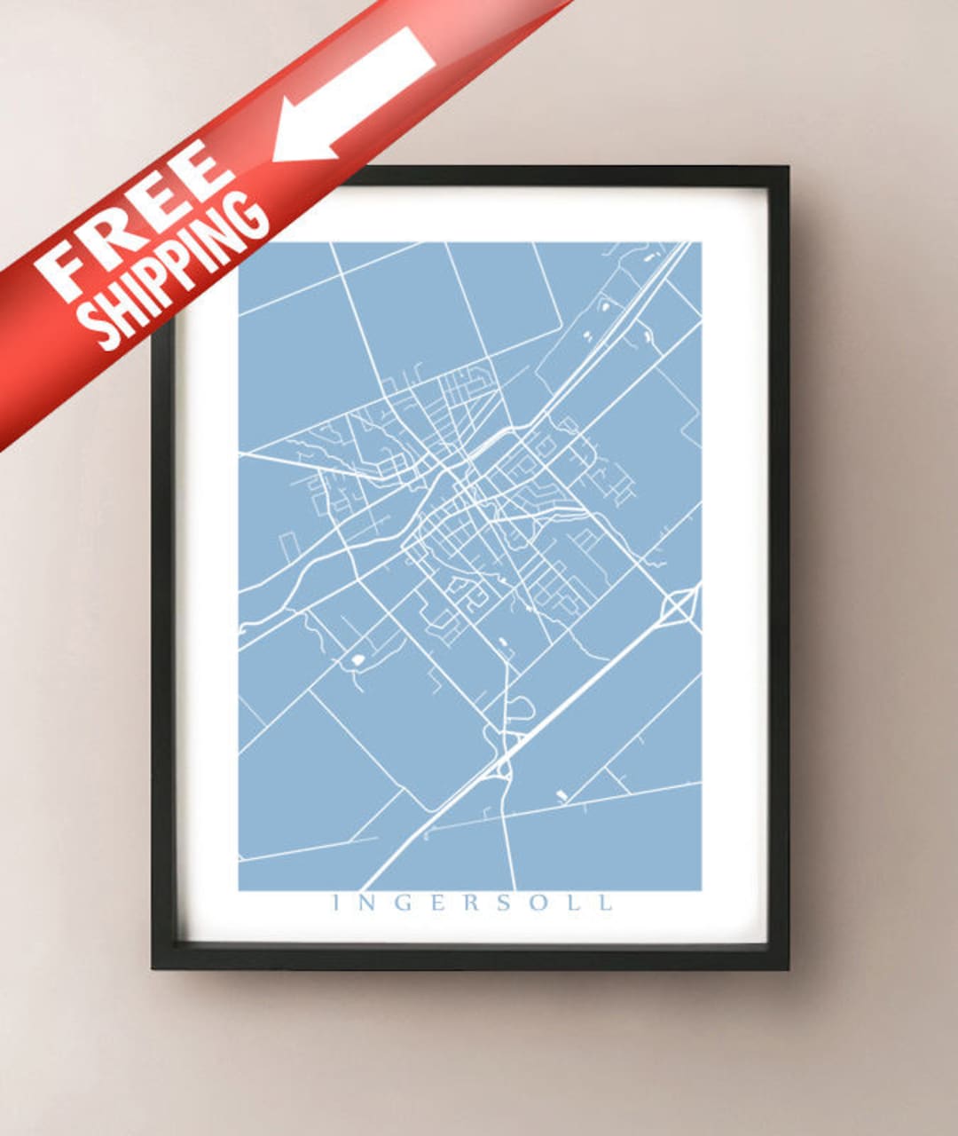 Ingersoll, ON Map Print - Ontario Poster Art - Etsy
