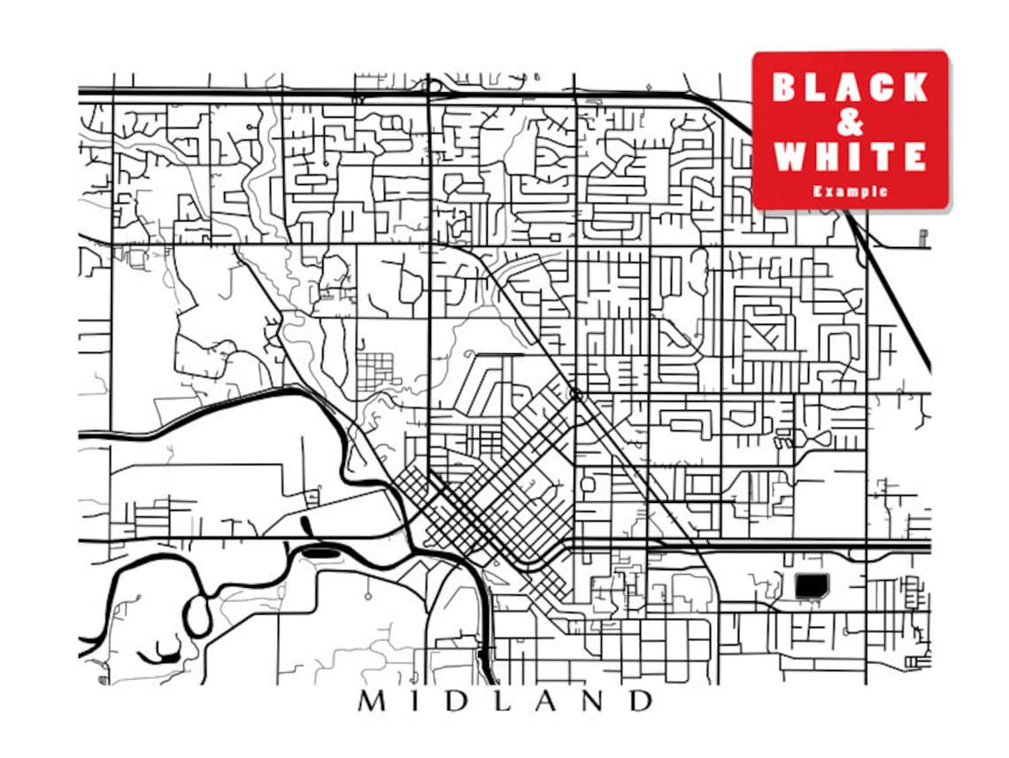 Midland, MI Map - Michigan Poster - Etsy