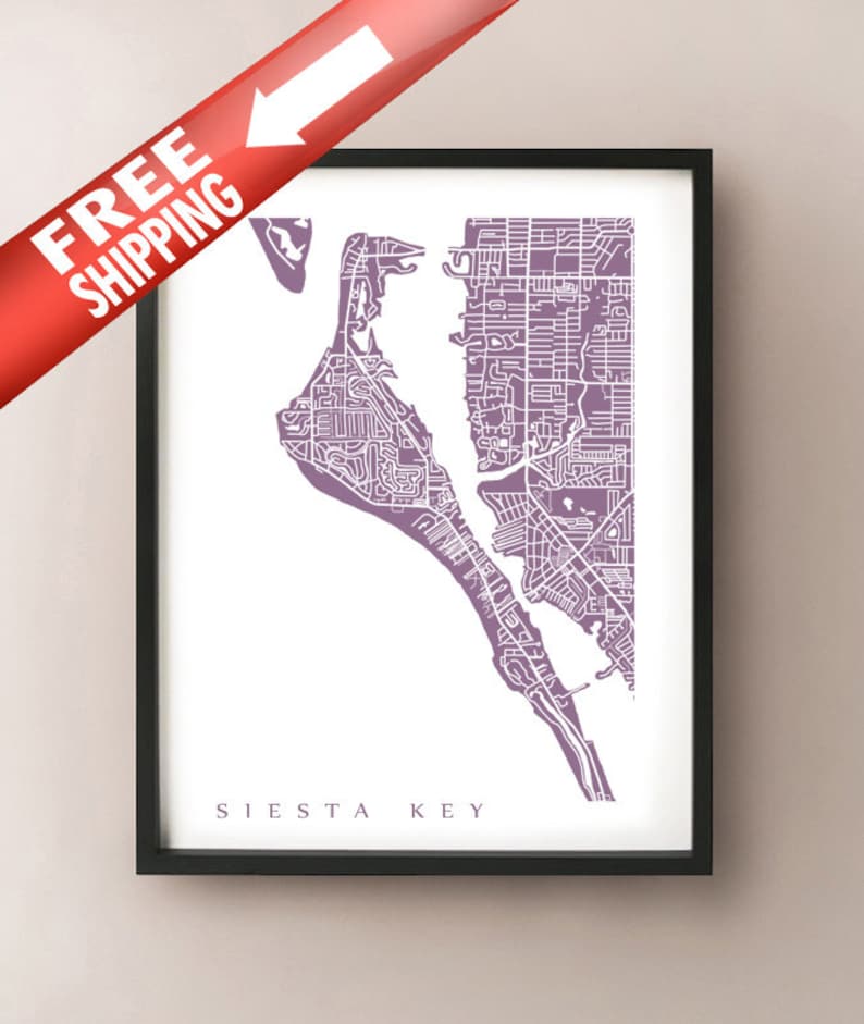 Siesta Key Map Print Florida Art Poster - Etsy
