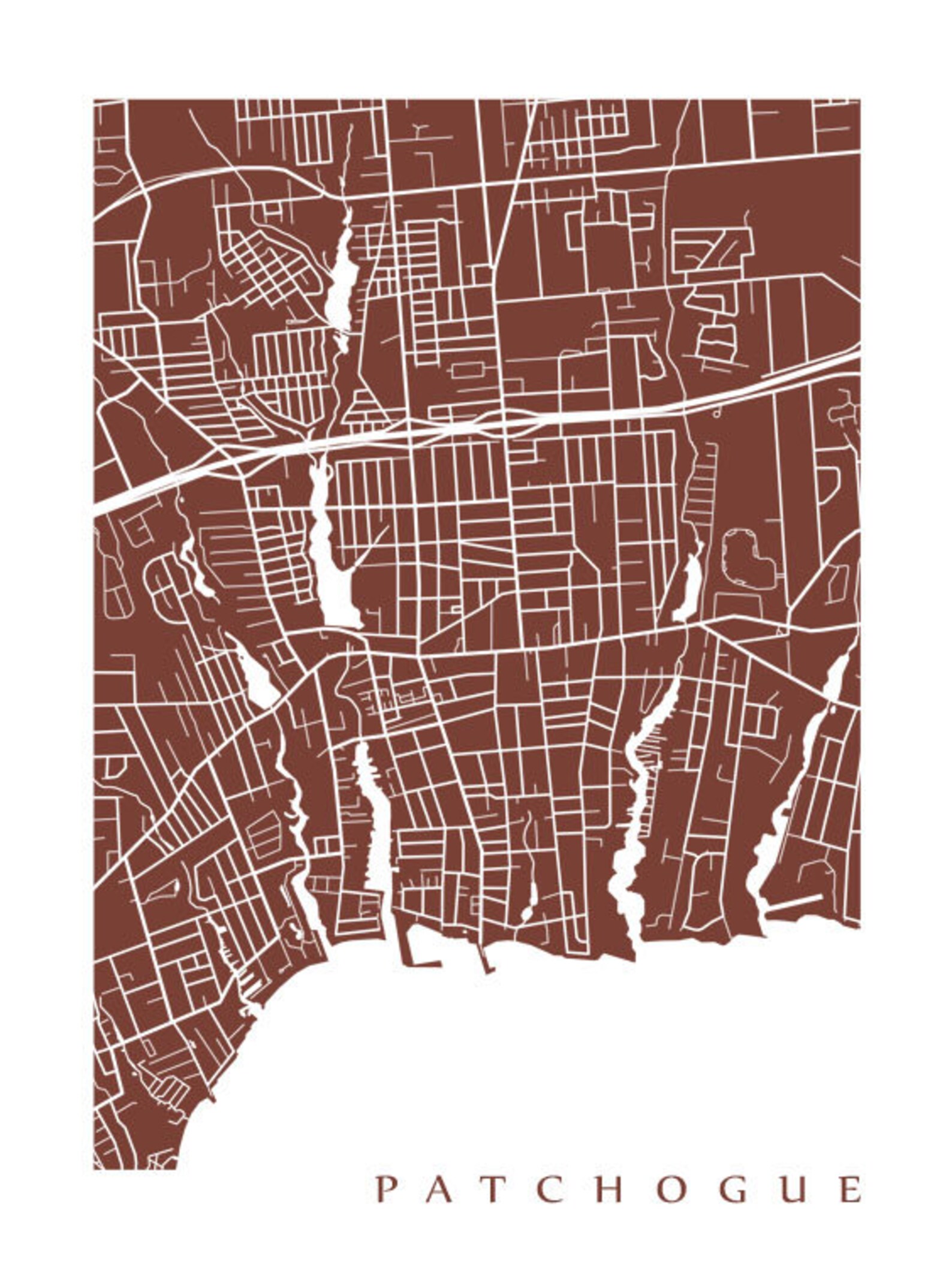 Patchogue NY Map Print Long Island New York - Etsy