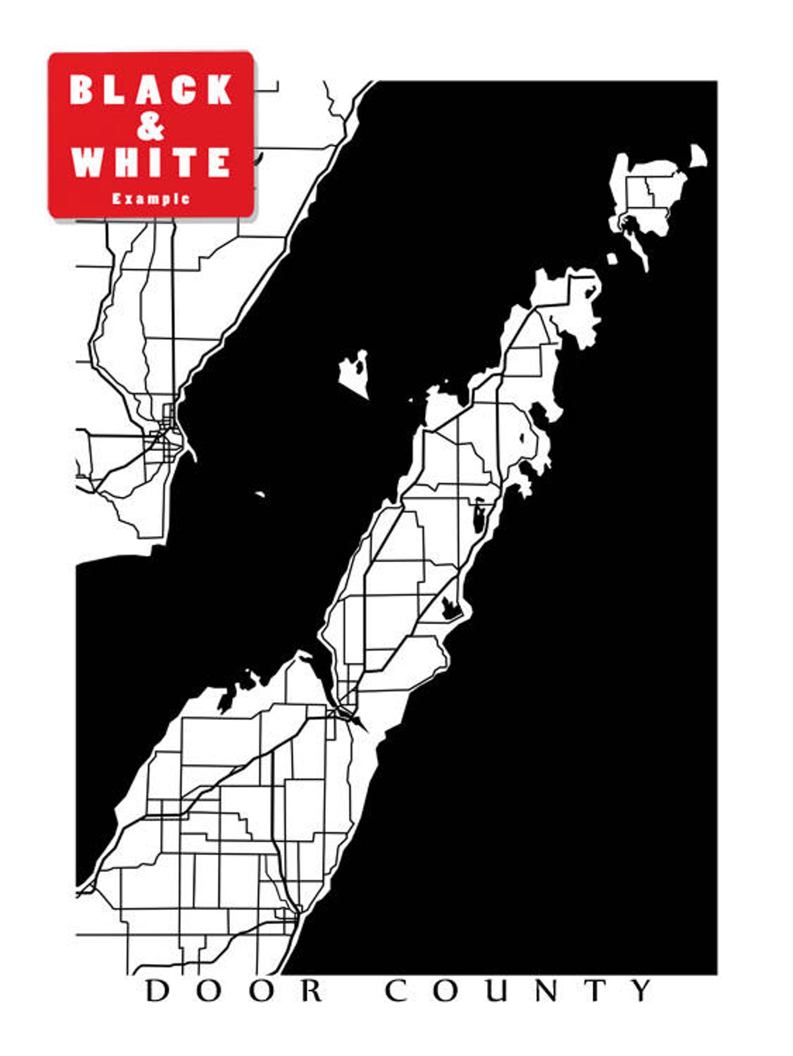 Door County WI Map Print Door Peninsula Wisconsin Lake - Etsy