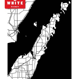 Door County, WI Map Print - Door Peninsula, Wisconsin - Lake Michigan ...