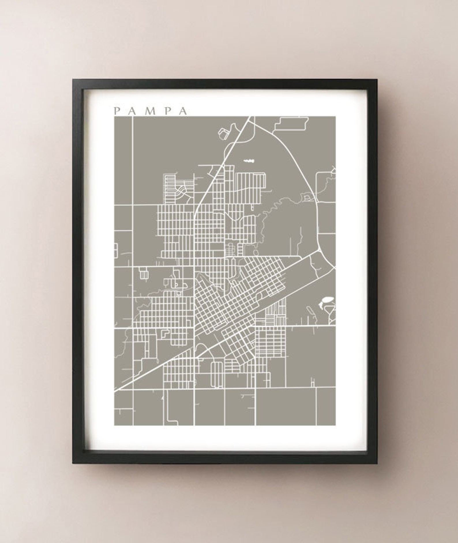 Pampa TX Map Print Texas Poster - Etsy
