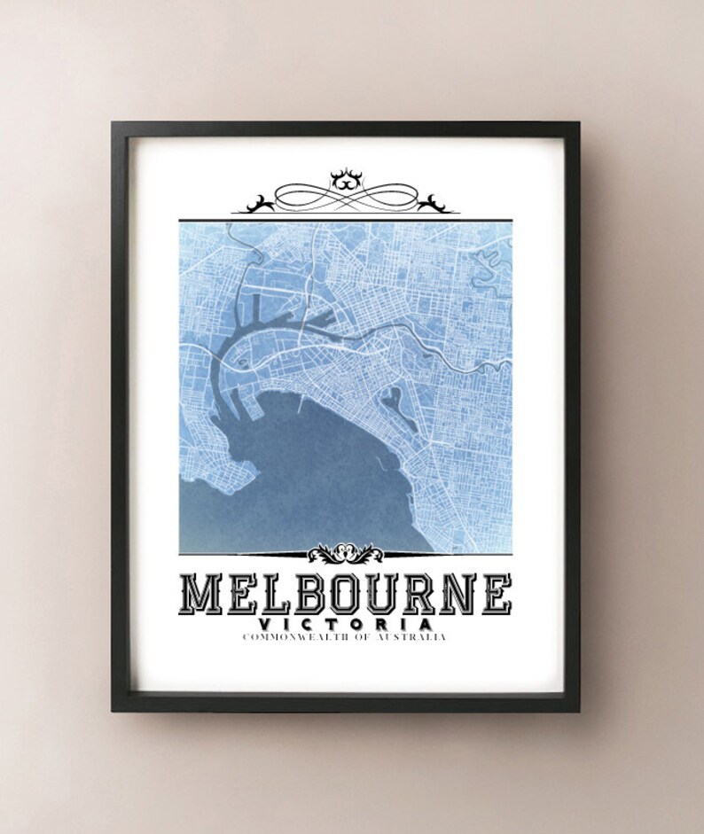 Melbourne Australia Map Art Print: Vintage Style Blueprint - Etsy