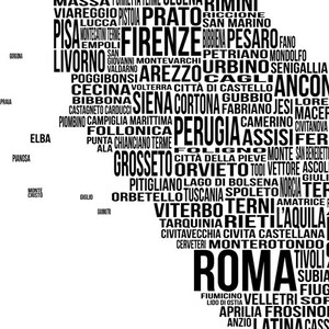 Italy Typography Map - Italia Font Map Art - Choose Color and Size - Etsy