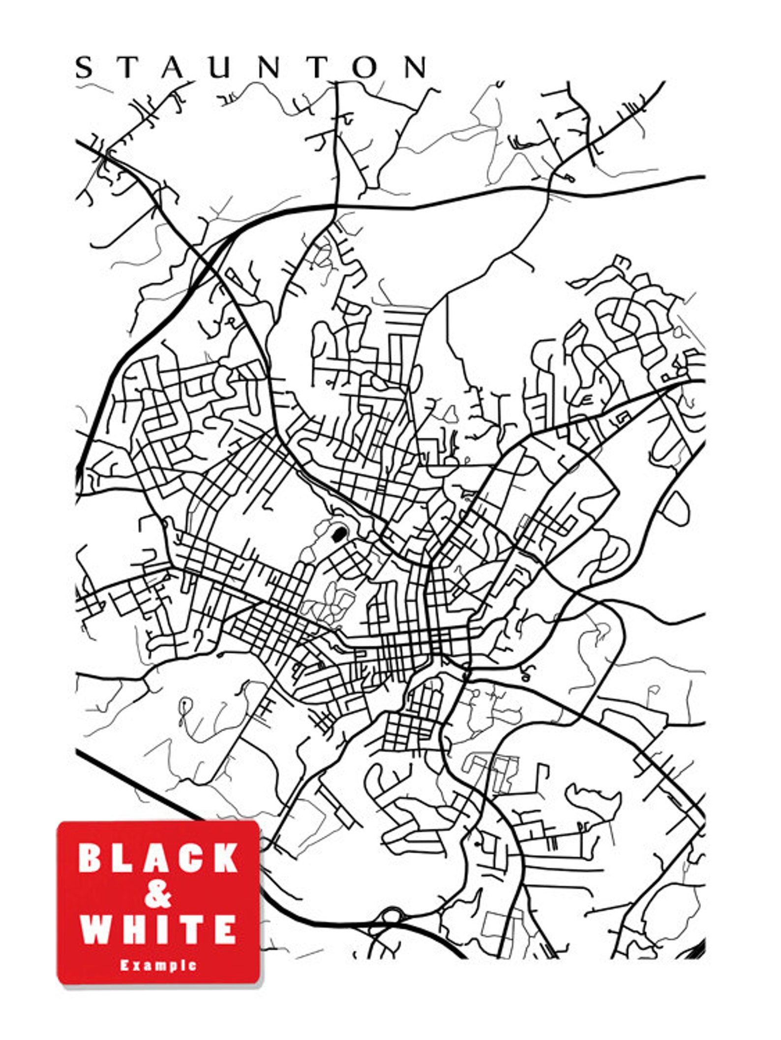 Staunton Virginia Map Print | Etsy