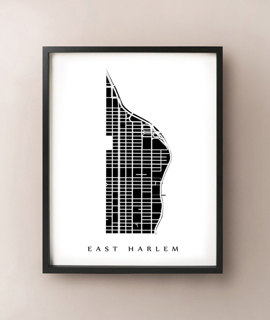 East Harlem Map - Manhattan, NYC Neighborhood Art Print - Etsy