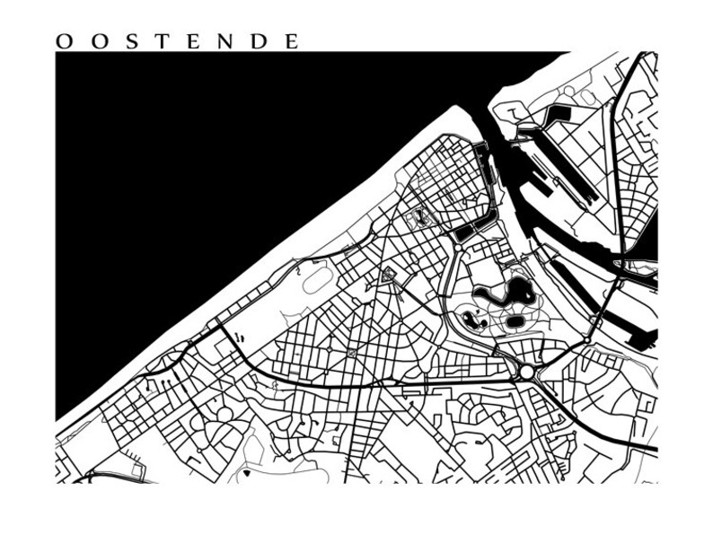 Oostende Map Print Belgium Poster - Etsy