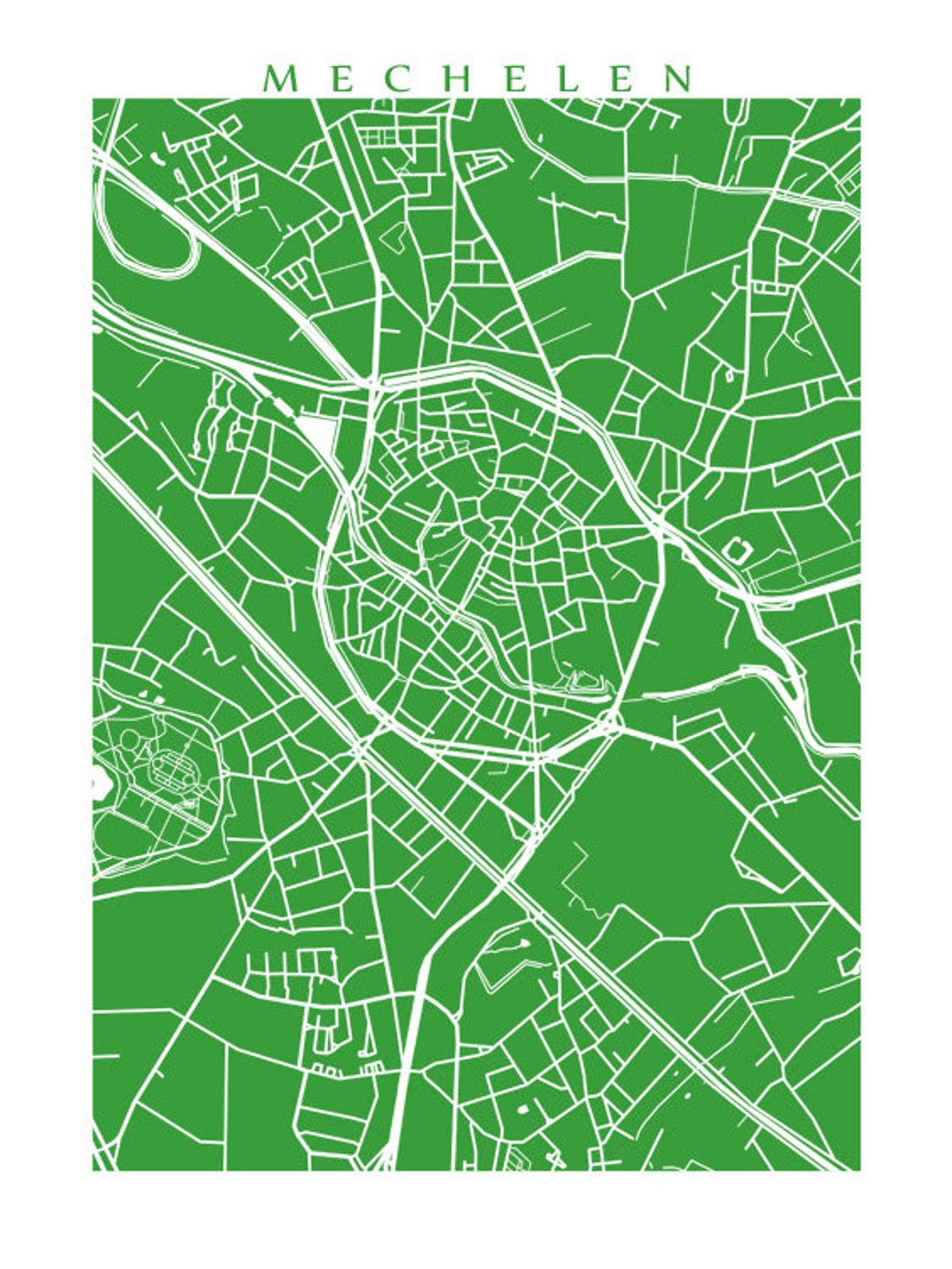 Mechelen Map Print Malines Belgium Poster | Etsy