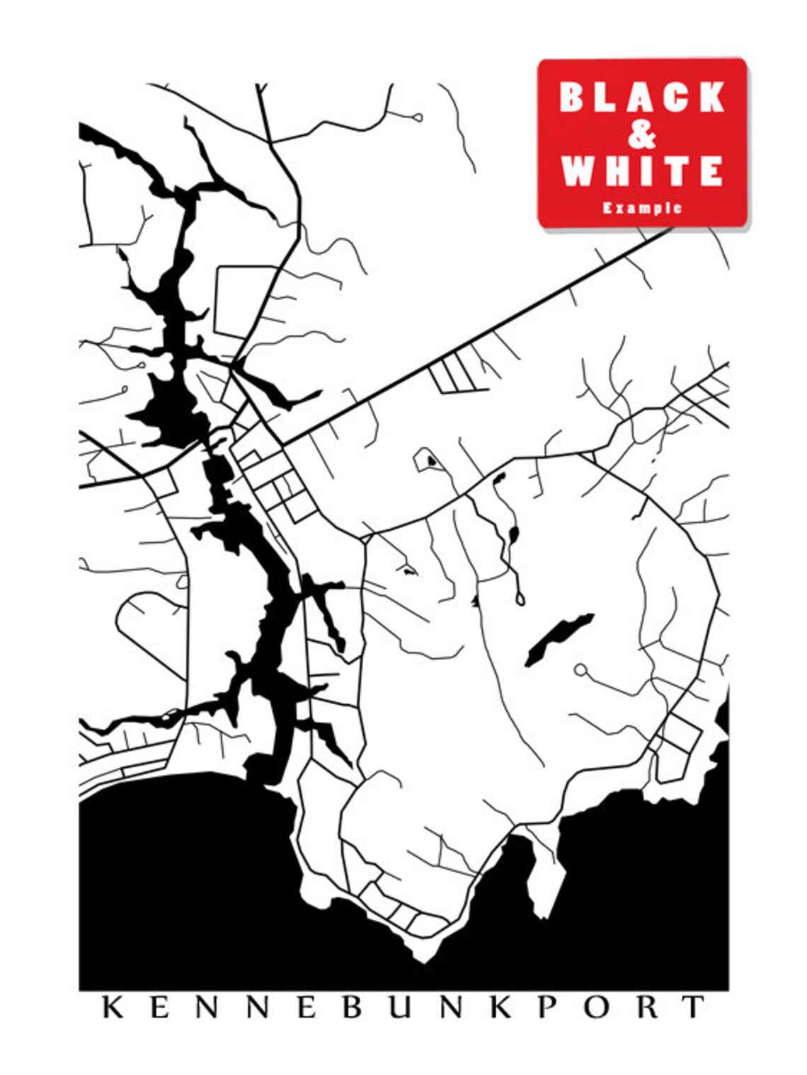 Kennebunkport Maine Map Print - Etsy
