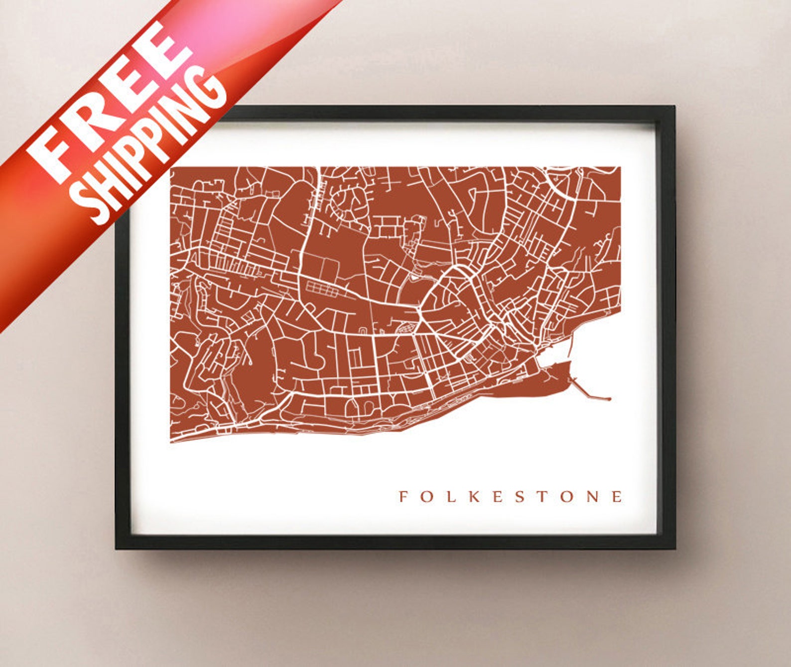 Folkestone Map Print England Wall Art - Etsy