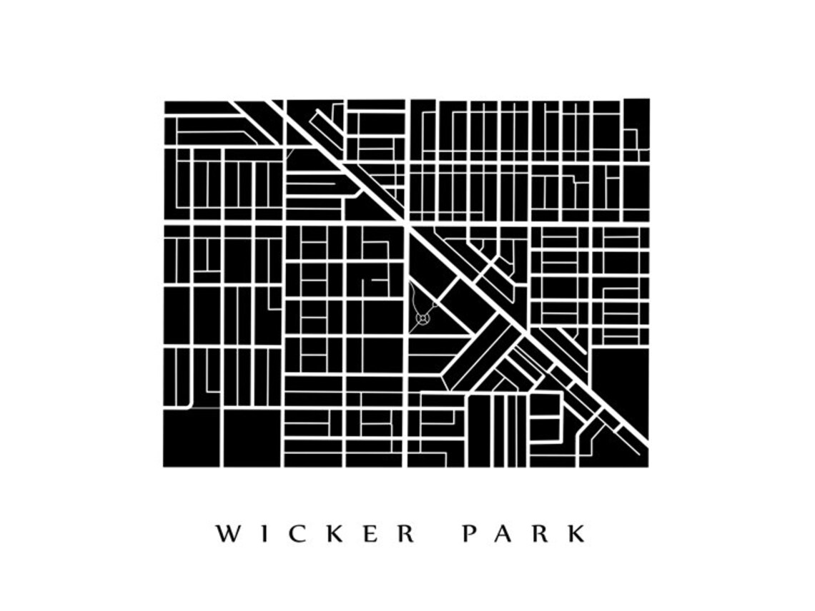 Wicker Park Map - Chicago Neighbourhood Art Print - Etsy