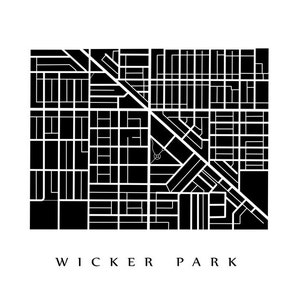 Wicker Park Map - Chicago Neighbourhood Art Print - Etsy