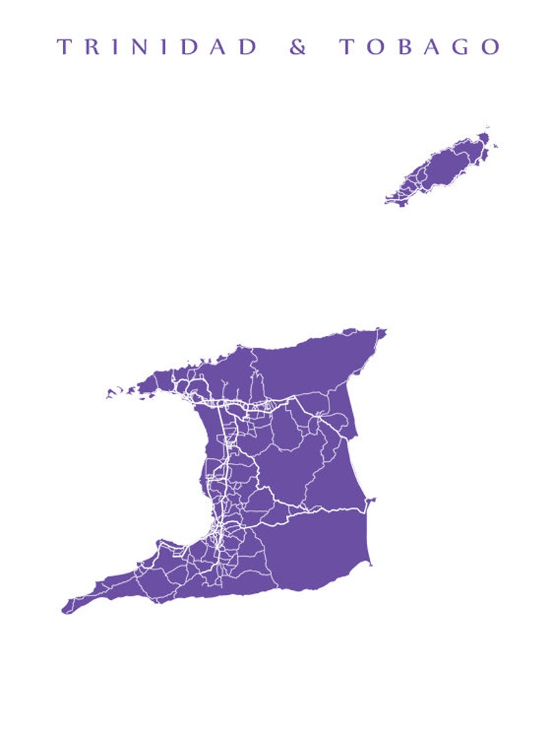 Trinidad & Tobago Map Print | Etsy